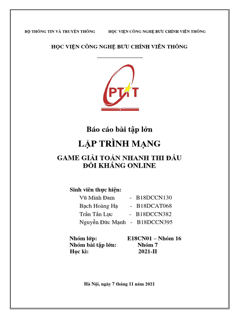 Báo Cáo BTL Môn LTM Nhóm 7 E18CN1 | PDF
