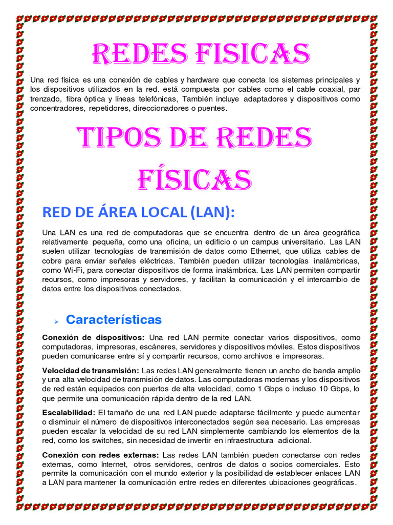 Tipos de Redes Fisicas | PDF | Red de computadoras | Red de área amplia