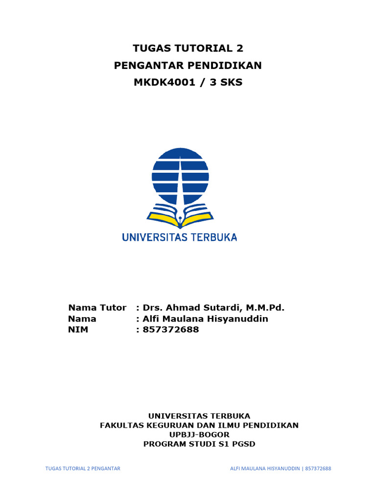 Tugas Tutorial 2 Pengantar Pendidikan | PDF