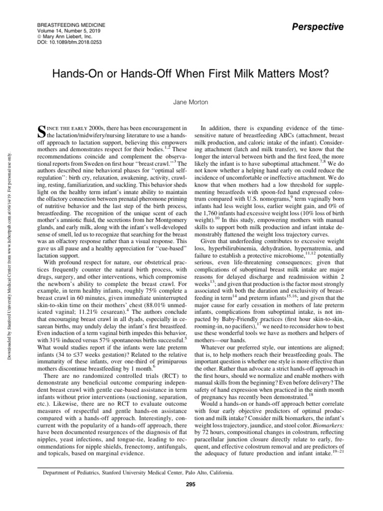 Hands-On or Hands-Off When First Milk Matters Most? | PDF | Breastfeeding | Breast Milk