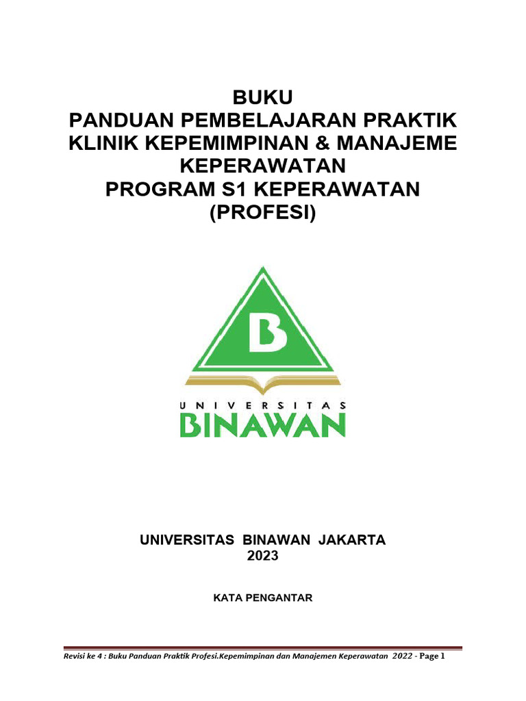 Buku Panduan Praktek Profesi Keperawatan Manajemen | PDF | Karier & Perkembangan