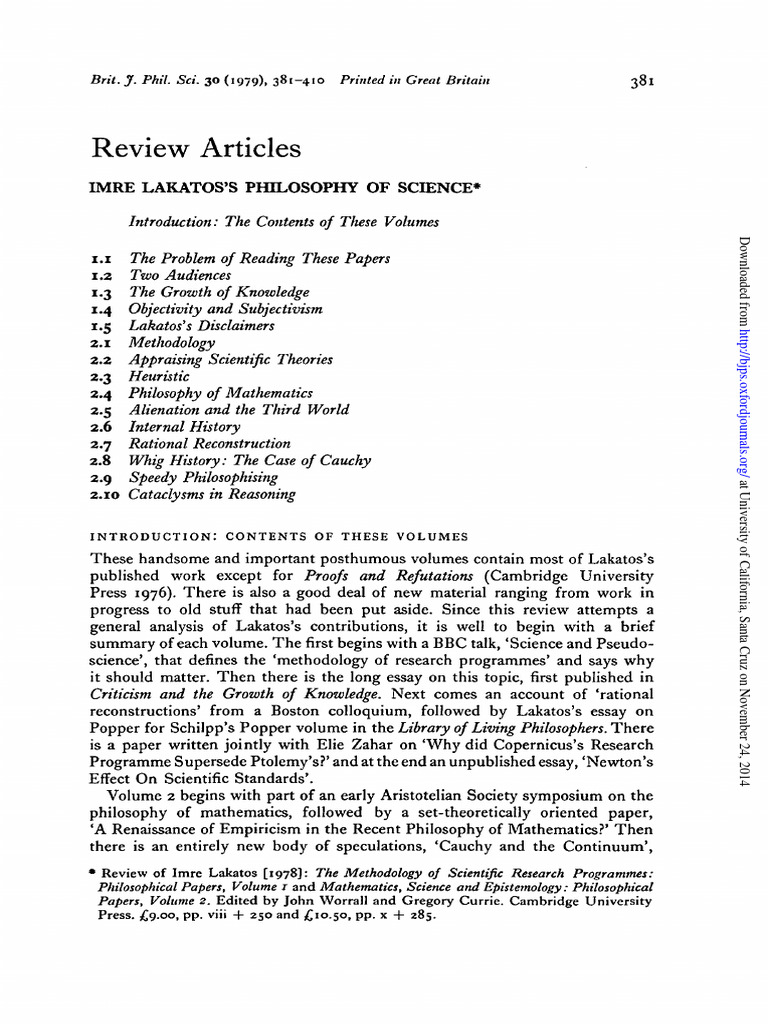 Ian Hacking - Imre Lakatos's Philosophy of Science | PDF | Scientific ...