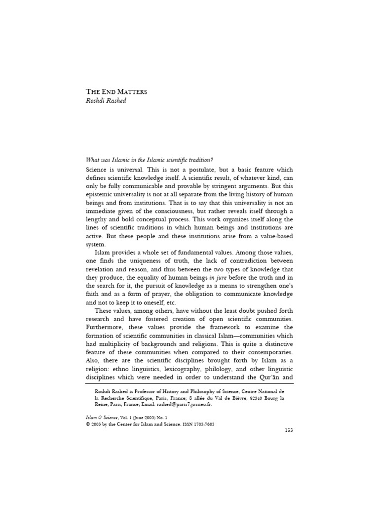 Roshdi Rashid - What Was Islamic in Islamic Scientific Tradition ...