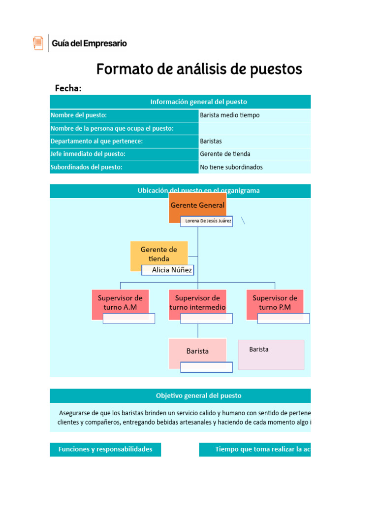 Formato de Analisis de Puestos en Excel | PDF