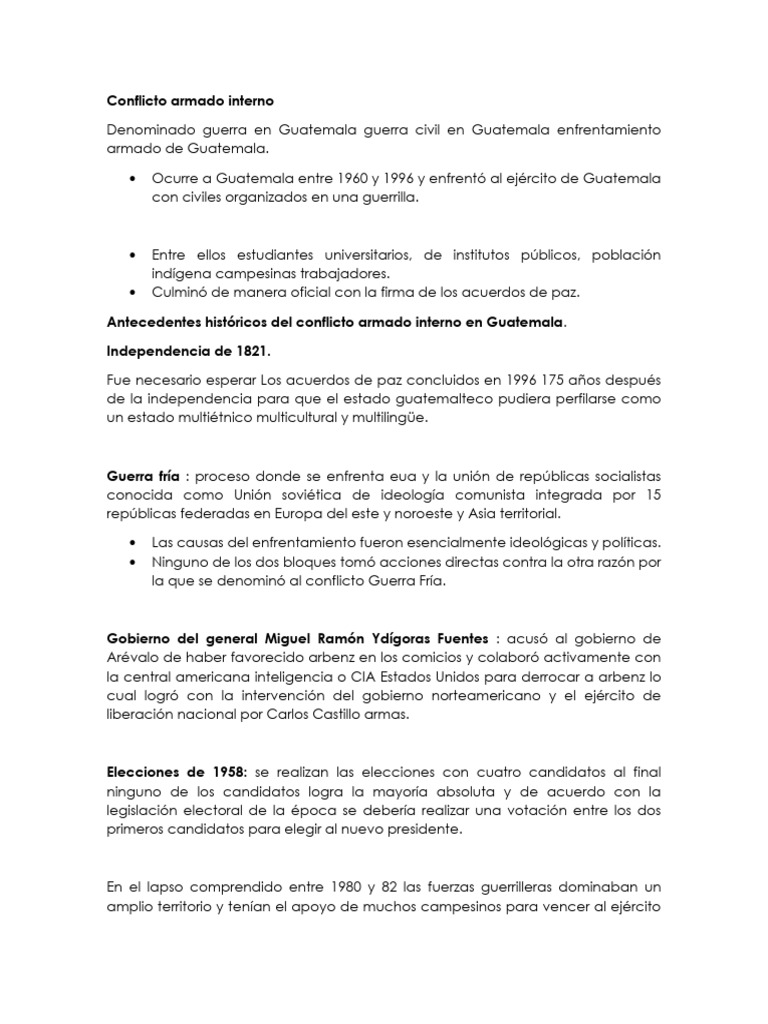 Guerra Civil en Guatemala: Causas y Consecuencias | PDF | Guatemala ...