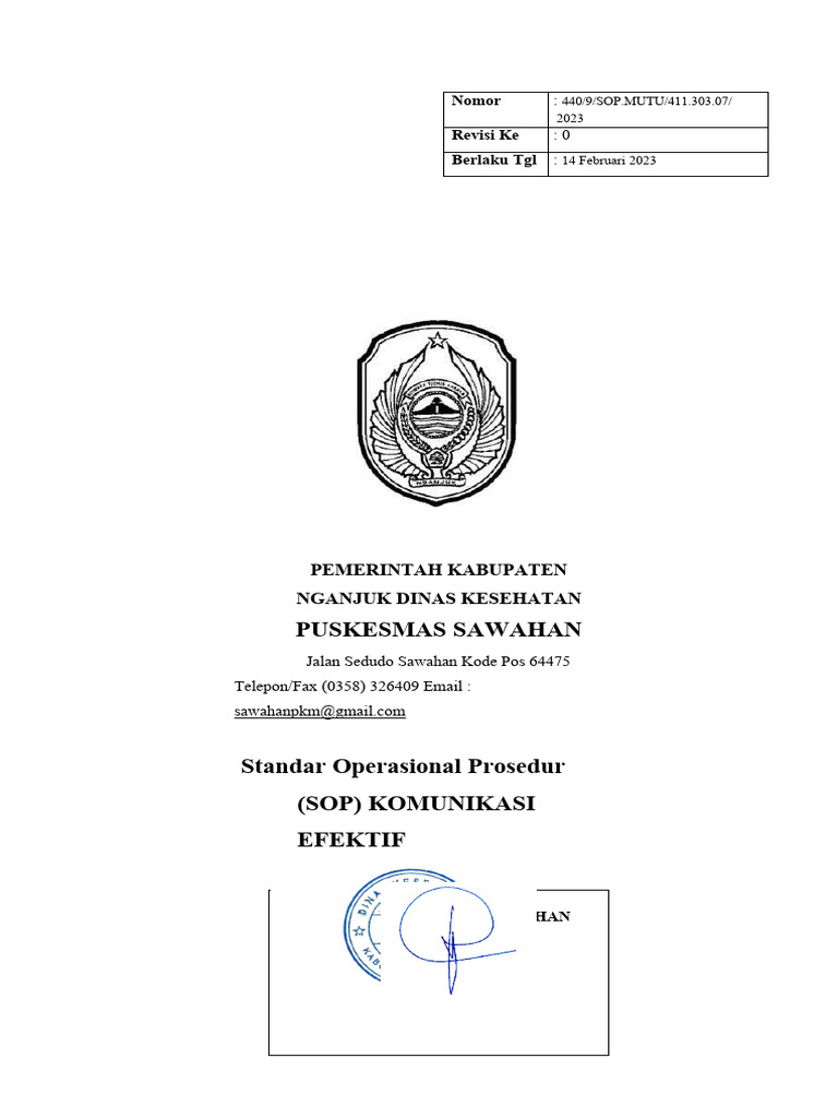 SOP Komunikasi Efektif Metode SBAR TBK | PDF