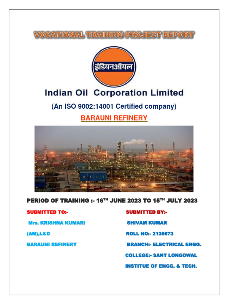 Iocl Report | PDF | Electric Motor | Transformer