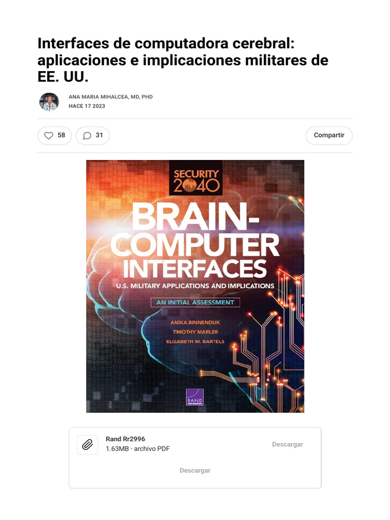 Brain Computer Interfaces US Military Applications and Implicat | PDF ...
