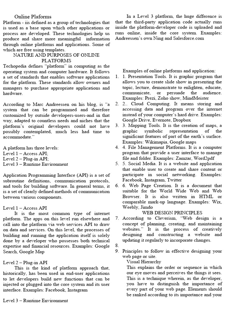 Online Plaforms | PDF | Websites | World Wide Web