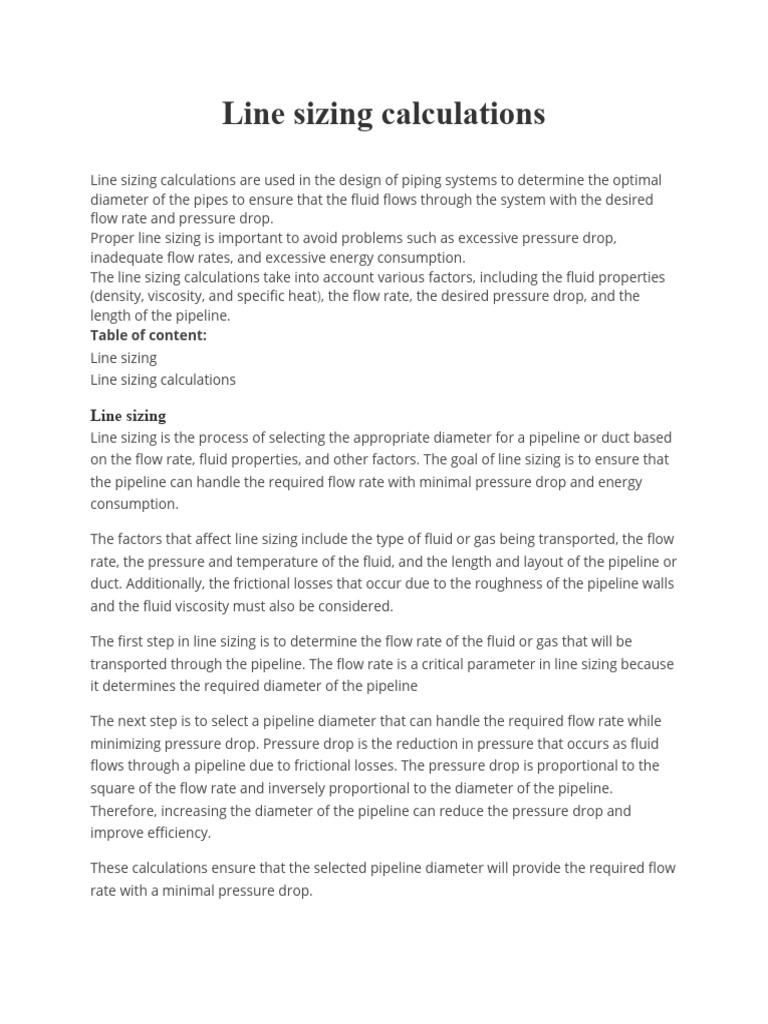Line Sizing | PDF | Fluid Dynamics | Flow Measurement
