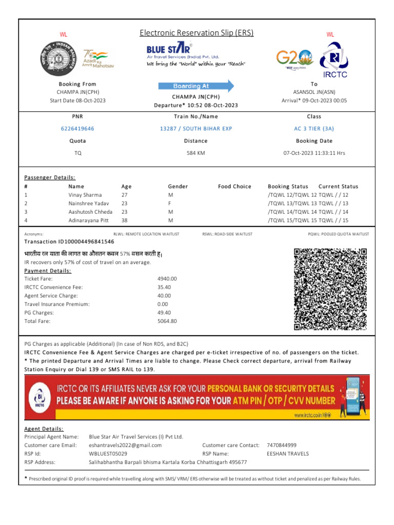 CPH To Asn Ac3 08.10.23 4 Pax | PDF | Rail Transport | Transport Economics