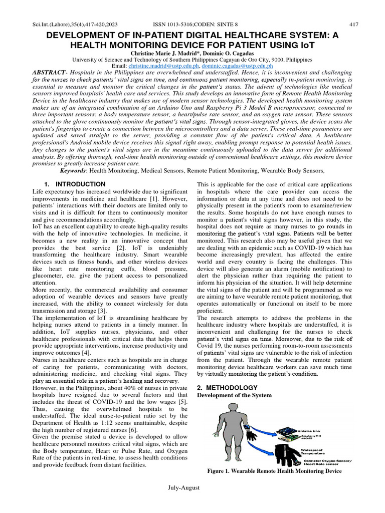 Development of In-Patient Healthcare Monitoring System | PDF ...