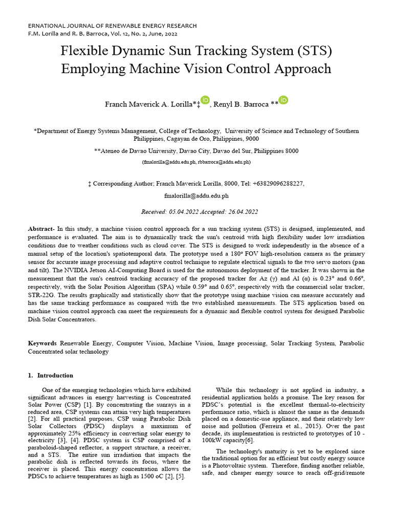 Flexible Dynamic Sun Tracking System | PDF | Solar Power | Computer Vision