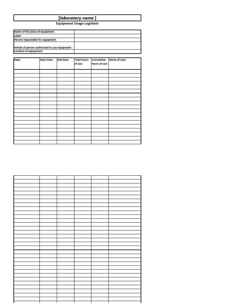 Template Equipment Usage | PDF