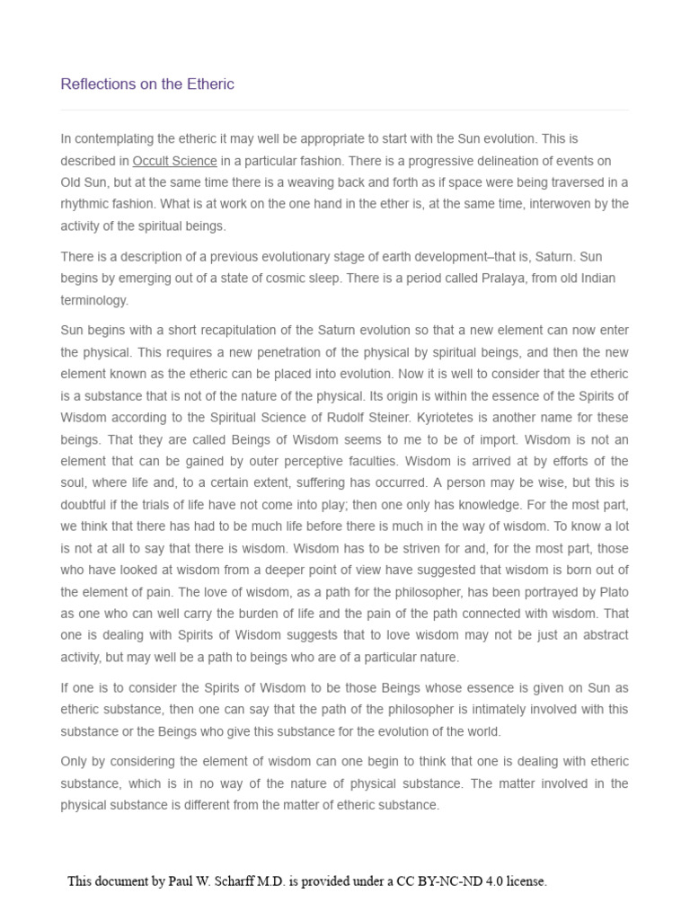 Reflections On The Etheric | PDF | Rudolf Steiner | Matter