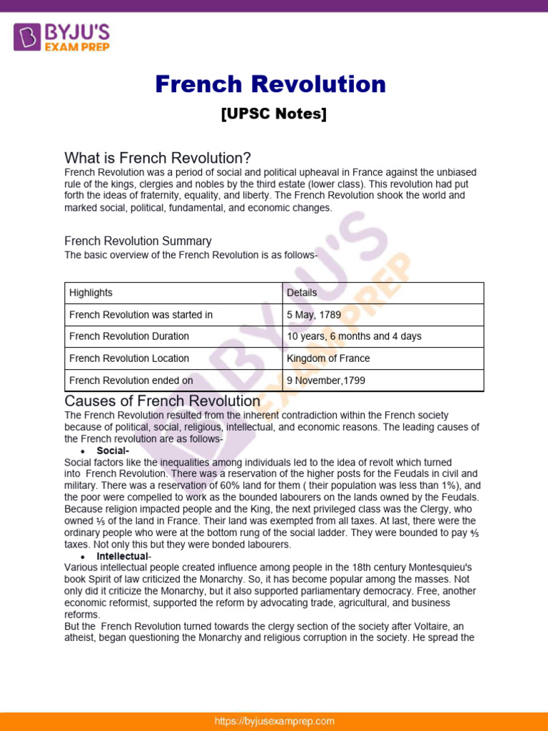 French Revolution Upsc Notes 21 | PDF | French Revolution | Democracy