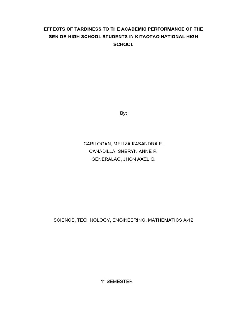 Tardiness Impact on Academic Performance | PDF | Survey Methodology ...