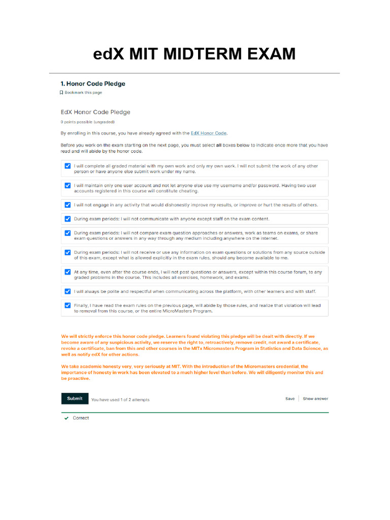 Edx Mit Midterm Exam | PDF | Technology & Engineering