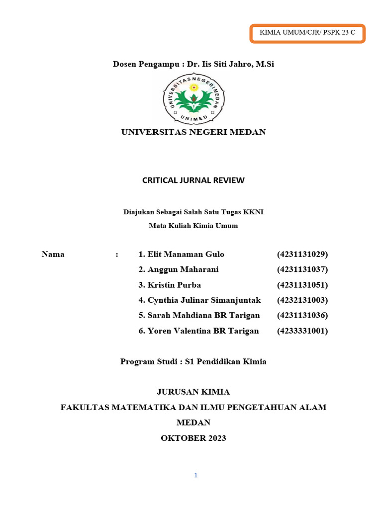CJR Kimia Umum Kelompok 3 | PDF | Sains & Matematika | Teknologi & Rekayasa