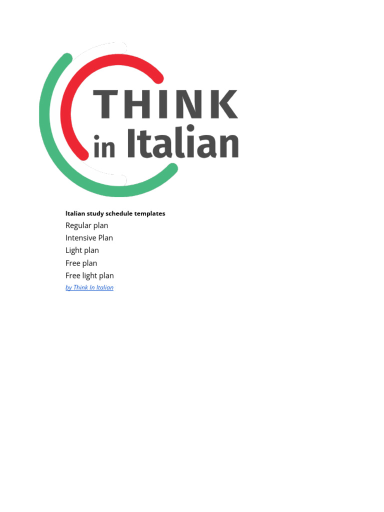 Italian Study Schedule Templates | PDF
