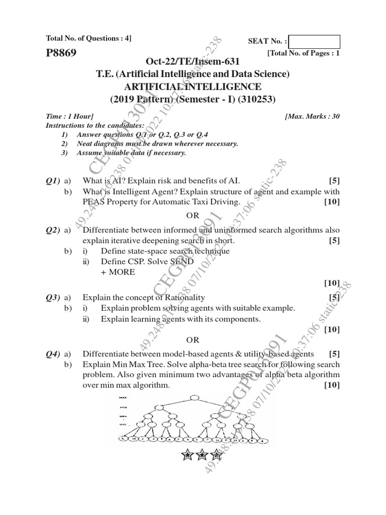 AI Question Paper Oct - 2022 | PDF | Artificial Intelligence ...