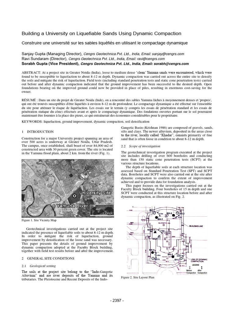 Building A University On Liquefiable Sands Using Dynamic Compaction Pdf Geotechnical