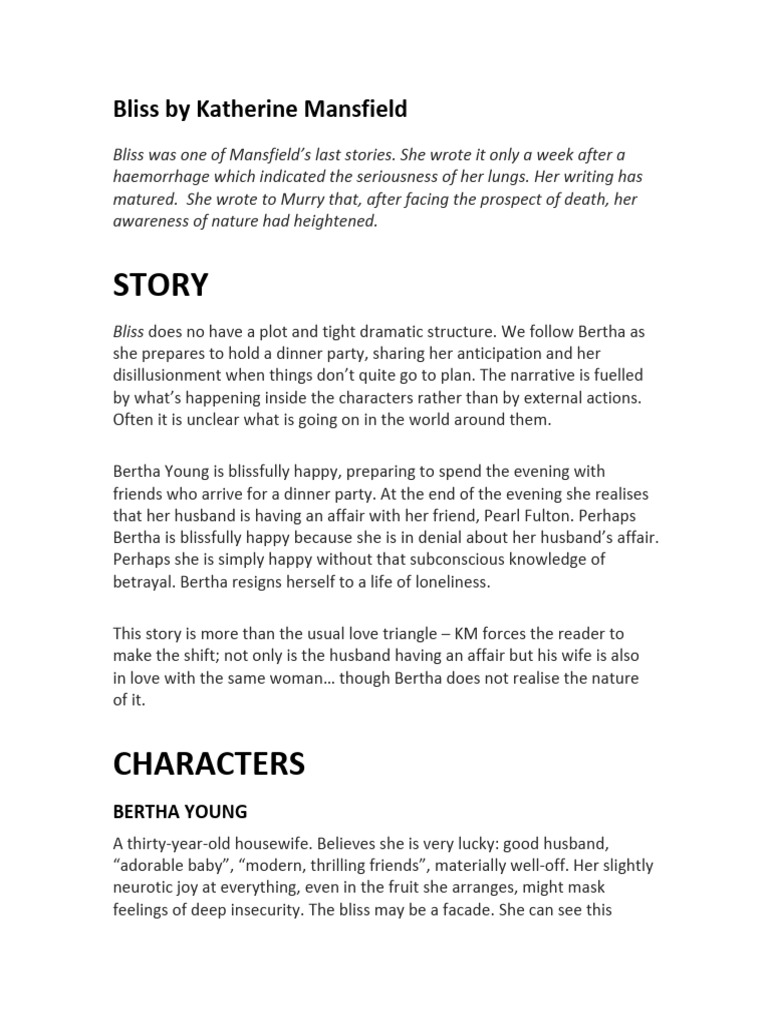 Bliss - Analysis | PDF