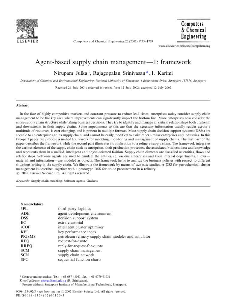 Agent-Based Supply Chain Framework | PDF | Supply Chain | Supply Chain ...