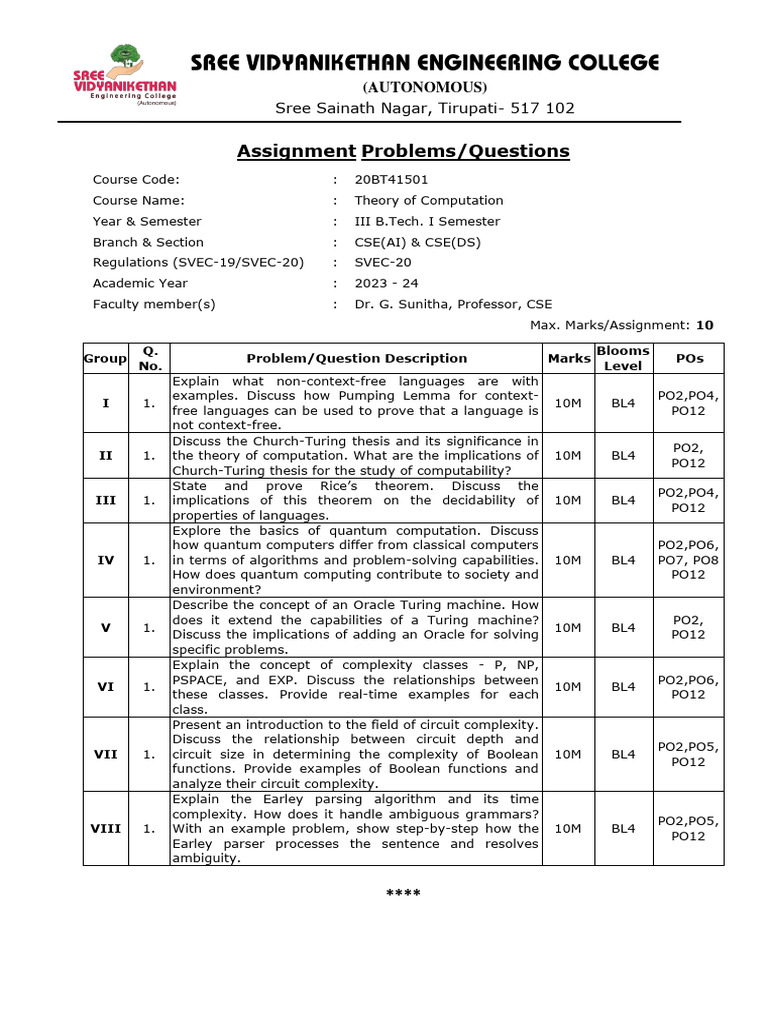 Toc Assignment Pdf Theory Of Computation Quantum Computing