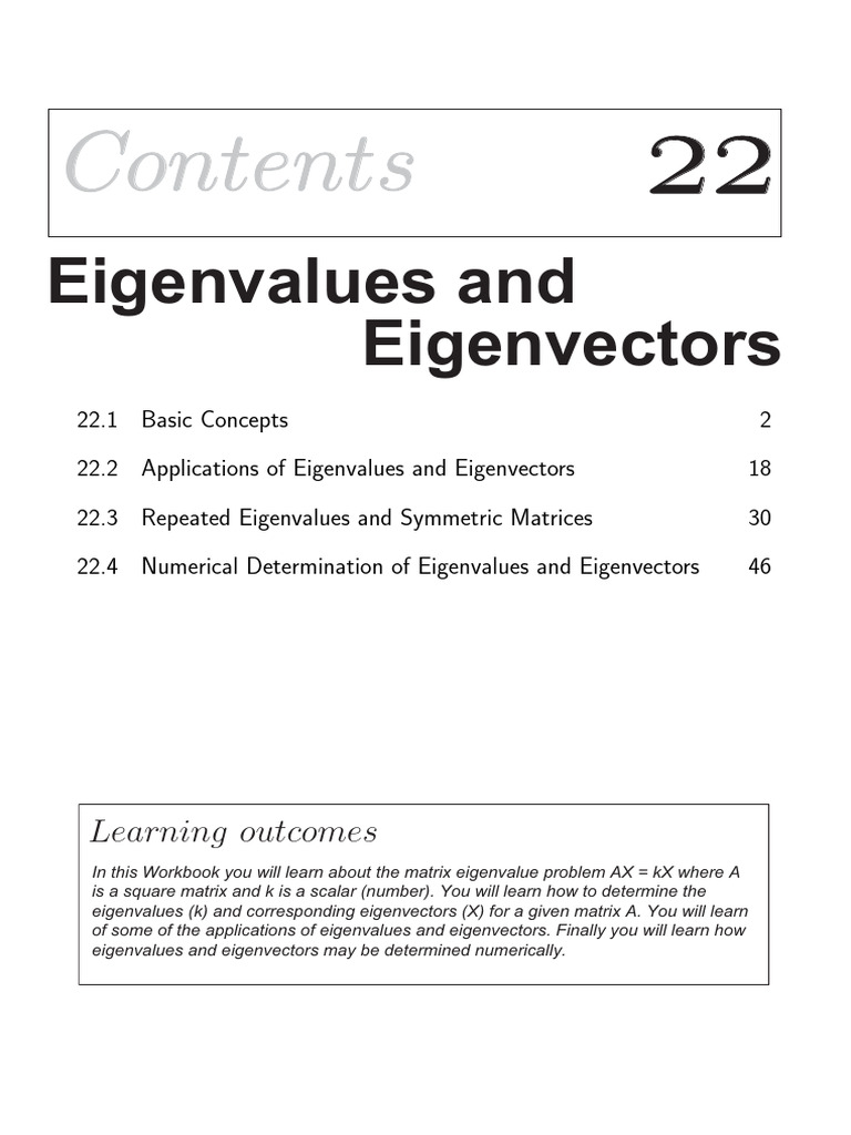 HELM Workbook 22 Eigenvalues and Eigenvectors | PDF | Eigenvalues And ...