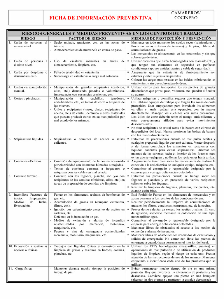 FICHA DE RIESGOS GENERALES Y MEDIDAS PREVENTIVAS David Garrido Valcarcel | PDF