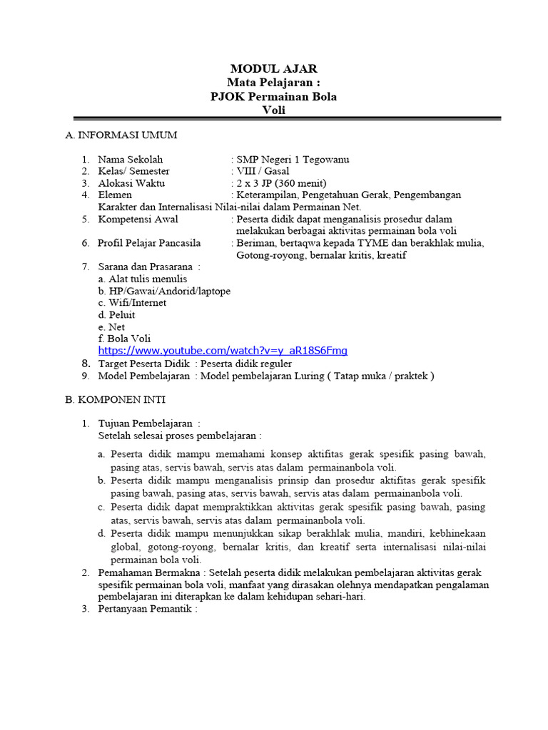 Modul Ajar Pjok | PDF