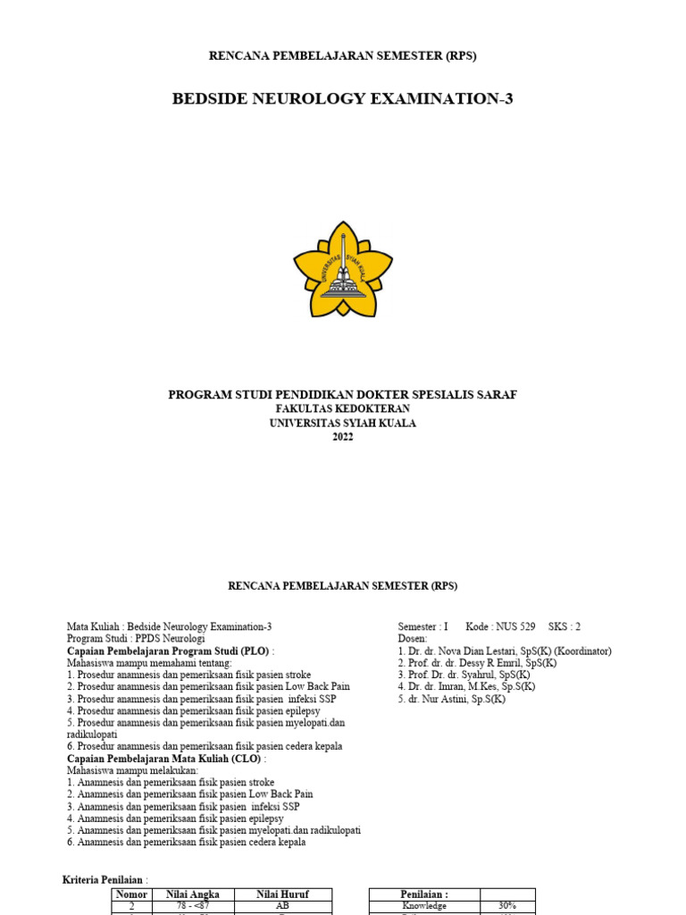 RPS NUS529 Bedside Neurology Examination-3 | PDF