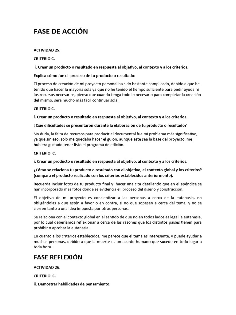 Actividades Fase de Acción y Reflexión Lk | PDF | Pensamiento | Aprendizaje