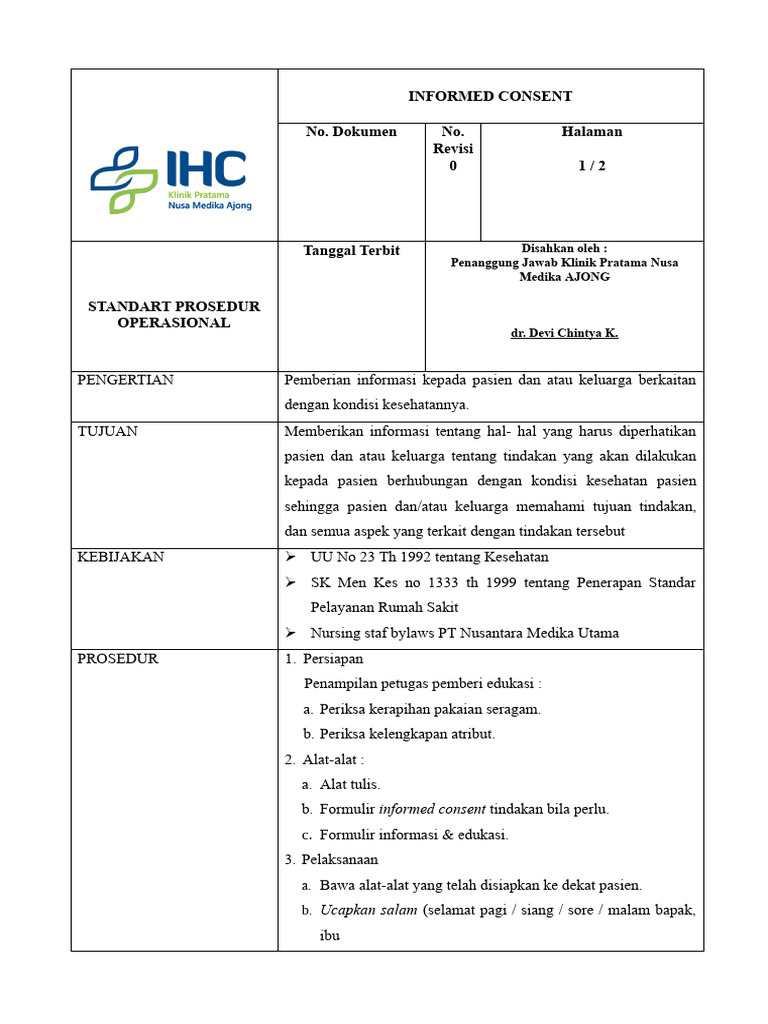 SOP Informed Consent | PDF