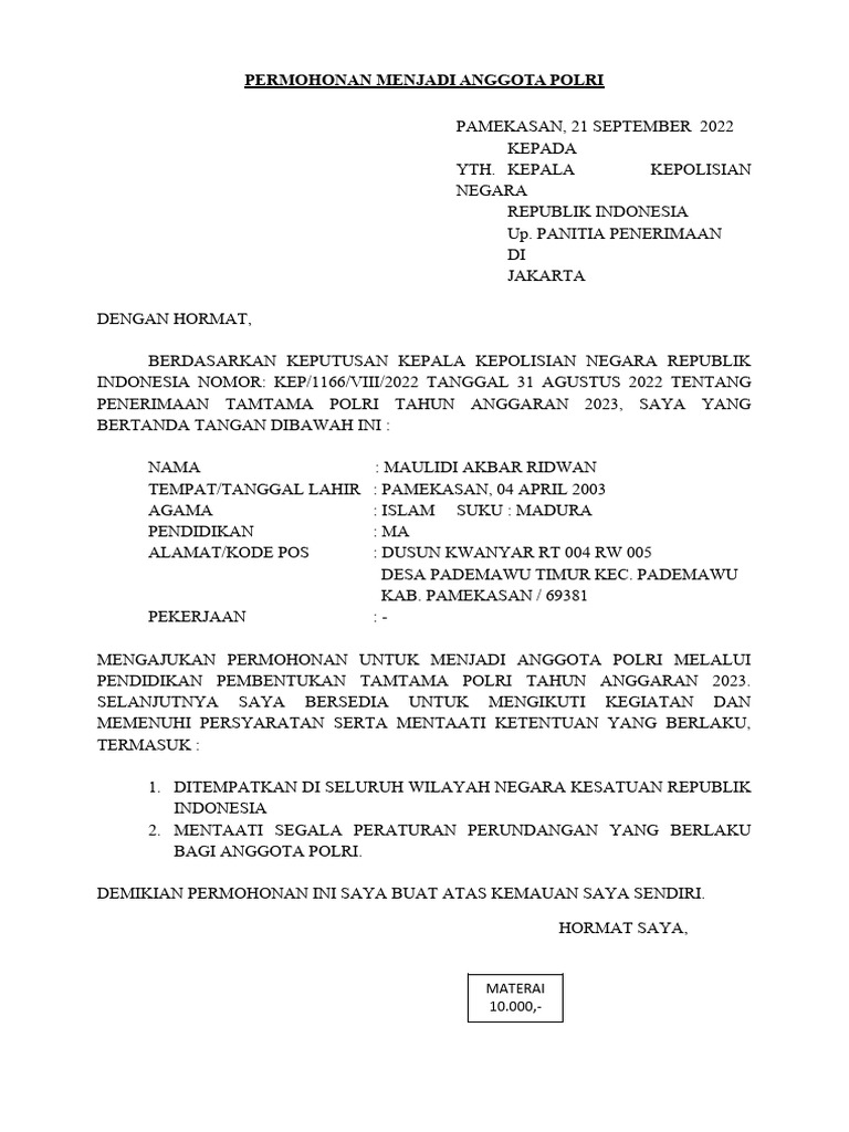 Contoh Berkas Test Polri | PDF