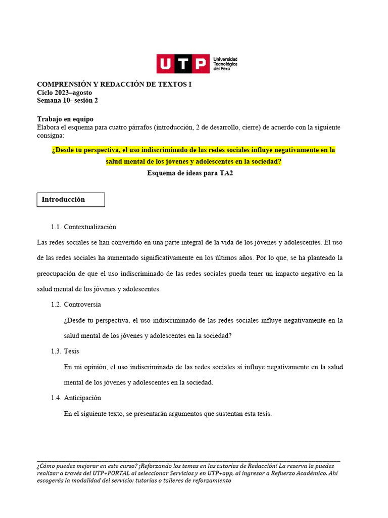 Comprension y Redaccion El Uso de Las Redes Sociales | PDF | Salud ...