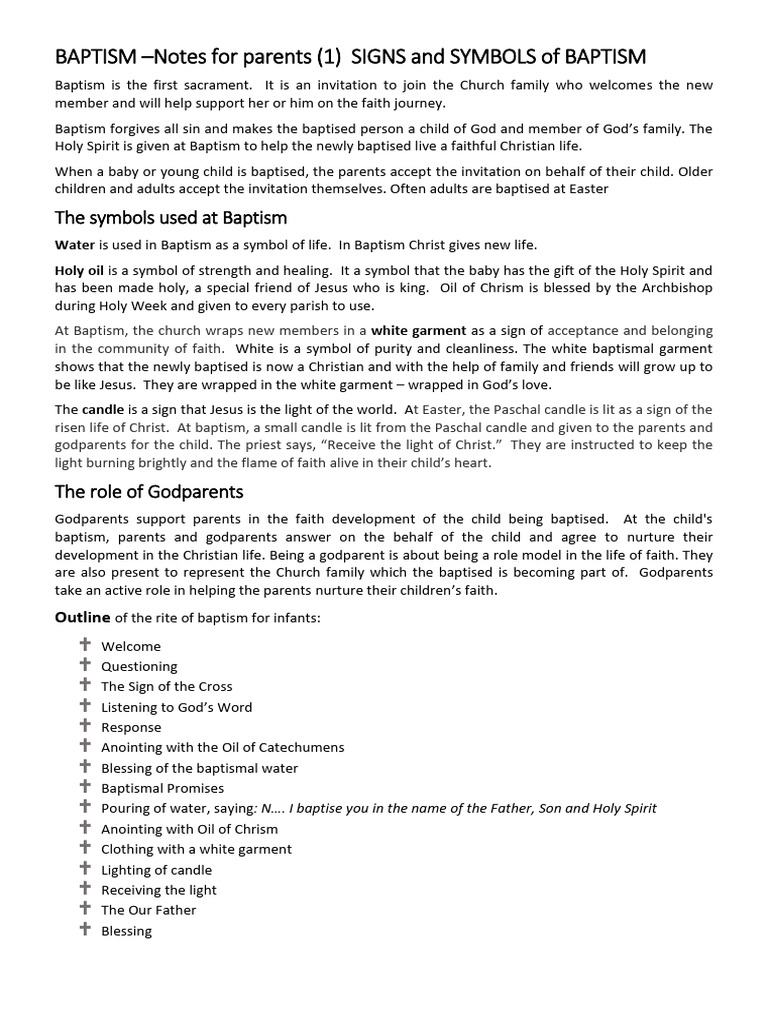 Baptism Notes For Parents | PDF | Baptism | Anointing