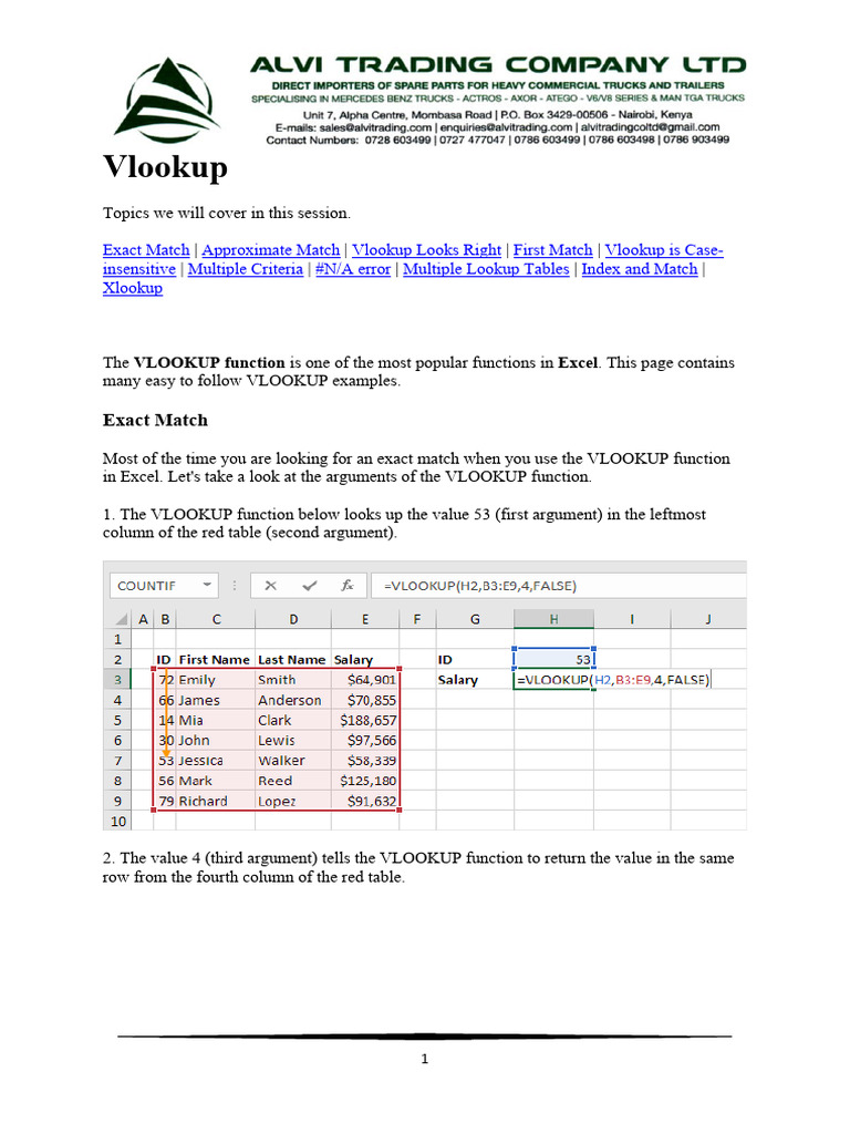 Lesson 1 - Vlookup | PDF | Database Index | Computer Programming