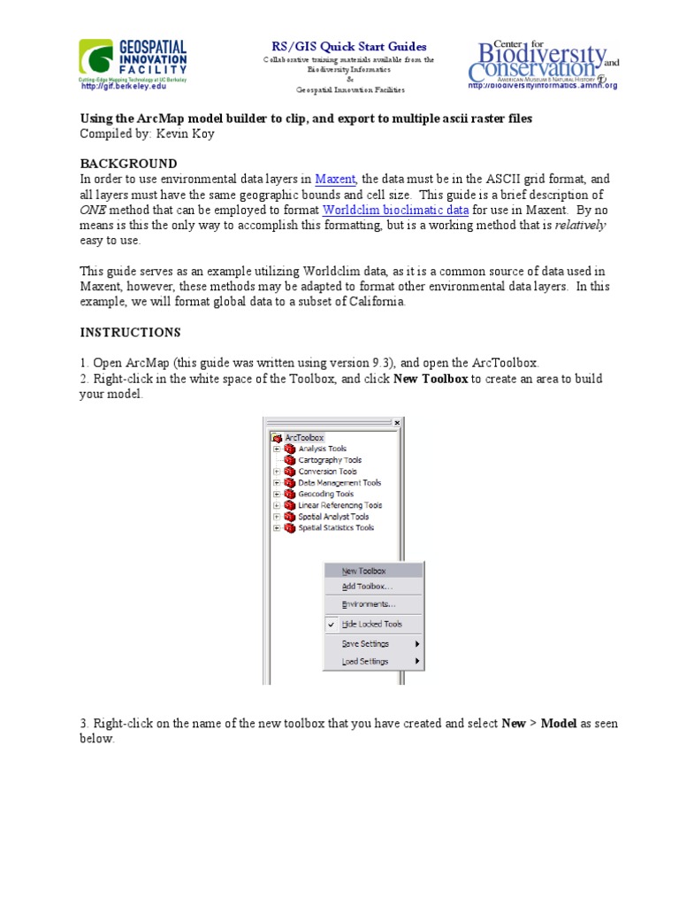 Using The ArcMap Model Builder To Format Maxent Environmental Layers ...