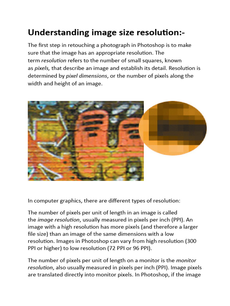 Understanding image size resolution photography | PDF