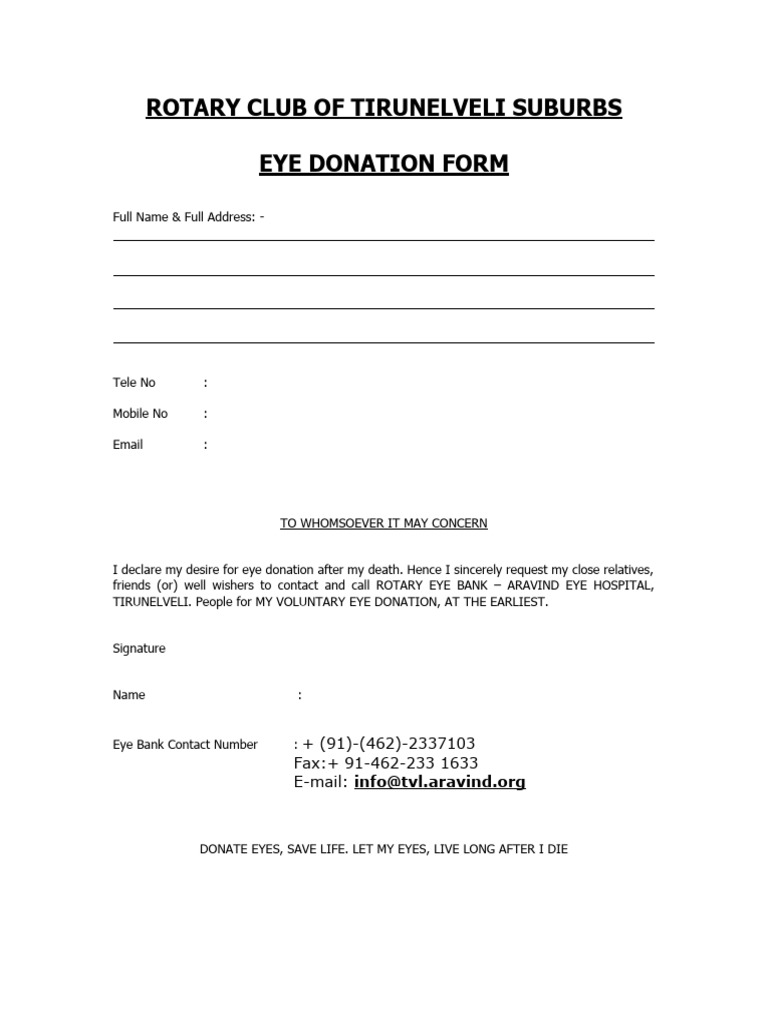 Eye Donation Form | PDF