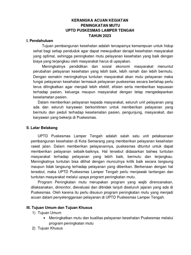 KAK Peningkatan Mutu | PDF