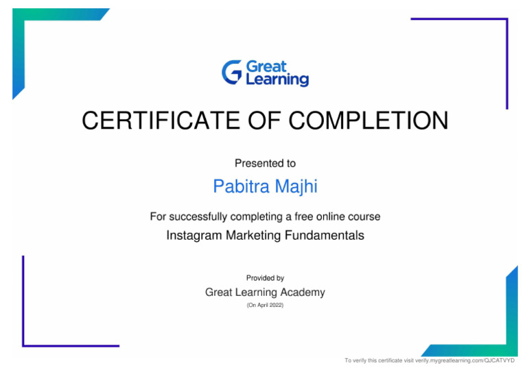 Instagram Marketing Certificate | PDF