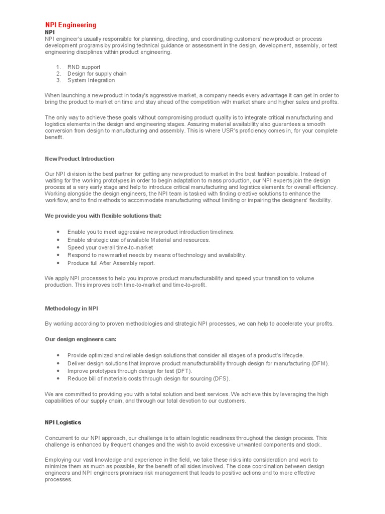 NPI Engineering | PDF | Supply Chain | New Product Development