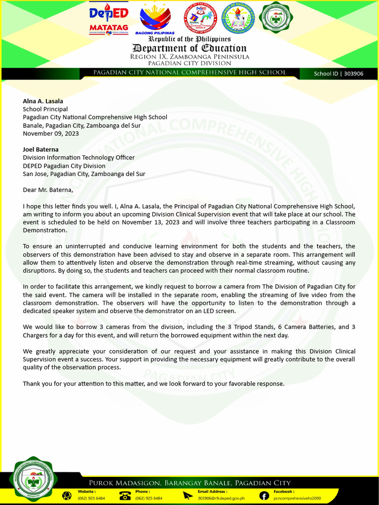 Request Letter Cameras | PDF