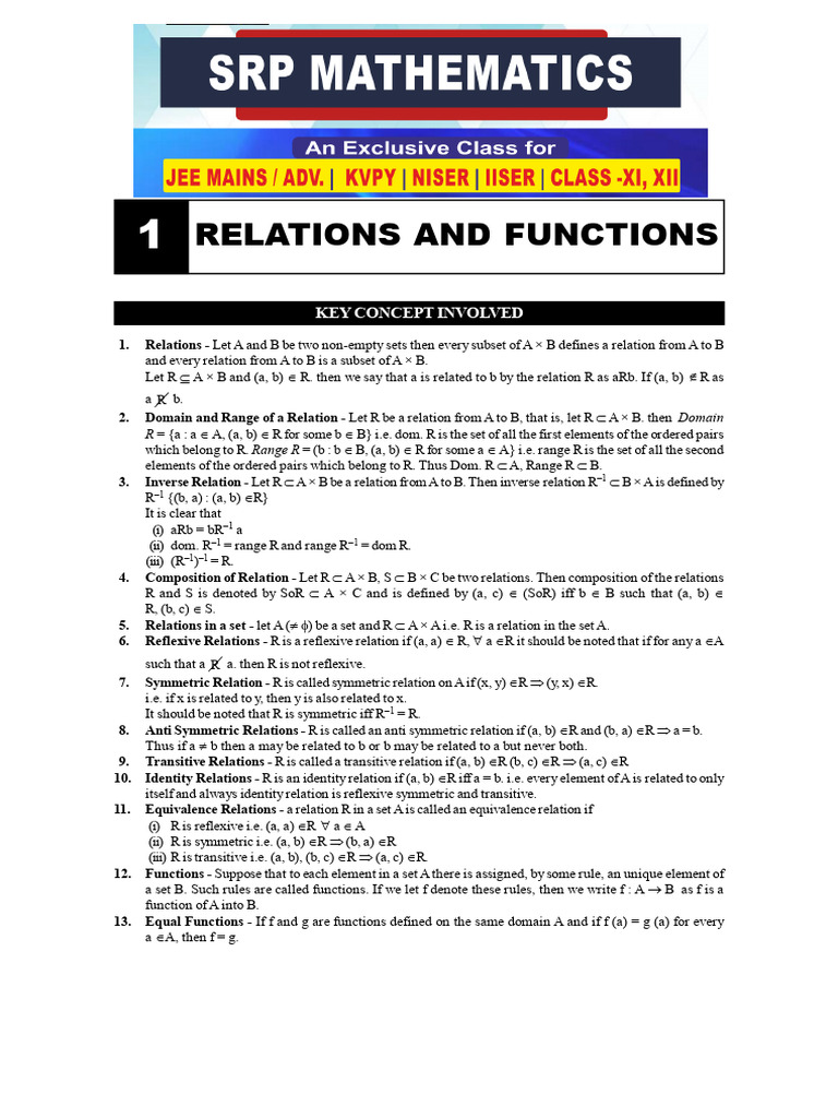 Relation & Function | PDF | Function (Mathematics) | Mathematical Analysis Relation & Function | PDF | Function (Mathematics) | Mathematical Analysis