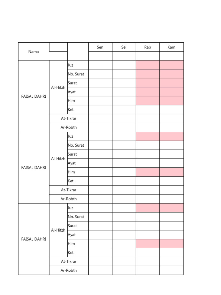 Data Setoran Hafalan Santri | PDF