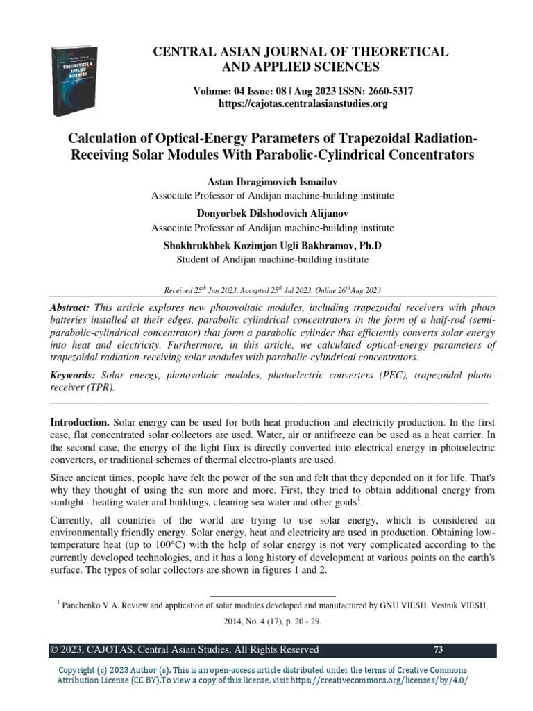Calculation of Optical-Energy Parameters of Trapezoidal Radiation ...