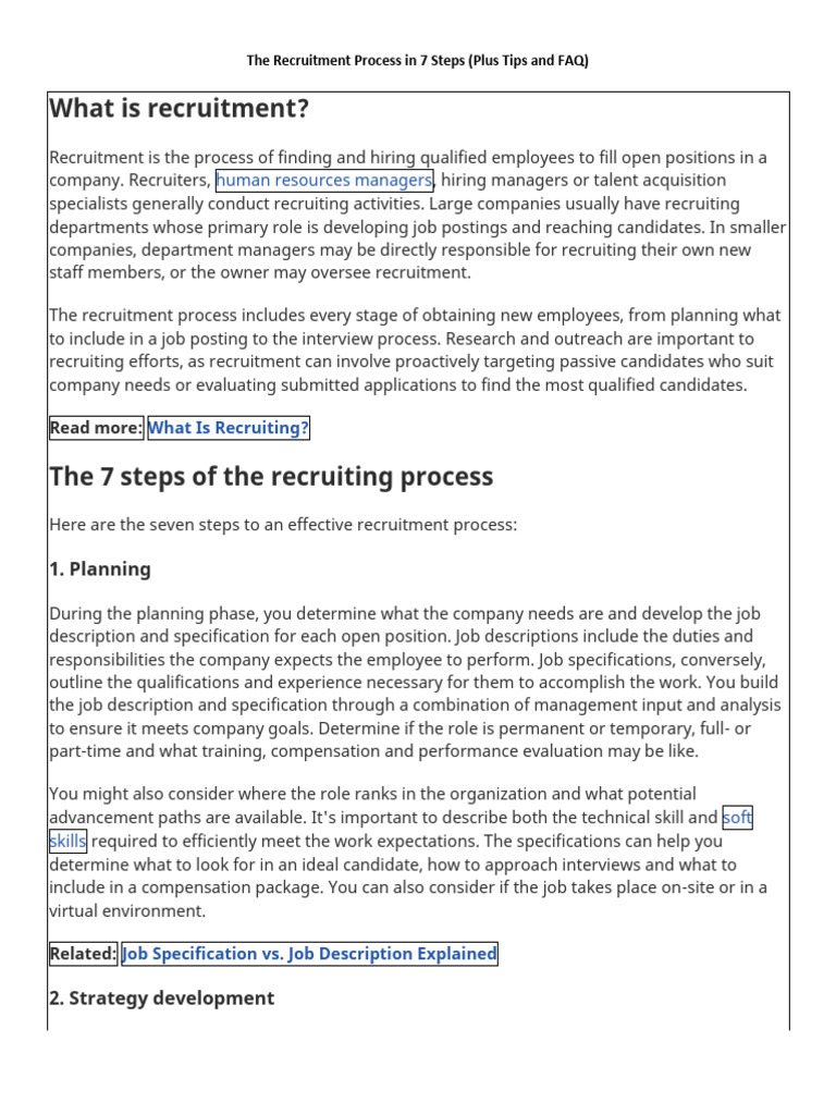 The Recruitment Process in 7 Steps | PDF | Recruitment | Employee Retention